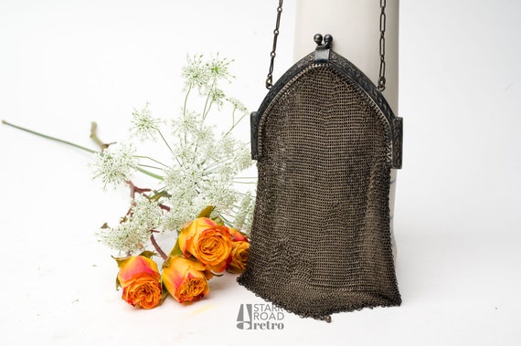 Vintage Wire Mesh Purse, Chainmail - Gem