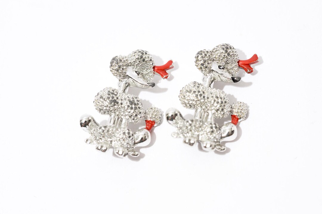 Pair of Vintage Poodle Pins, Dog, Red - Etsy