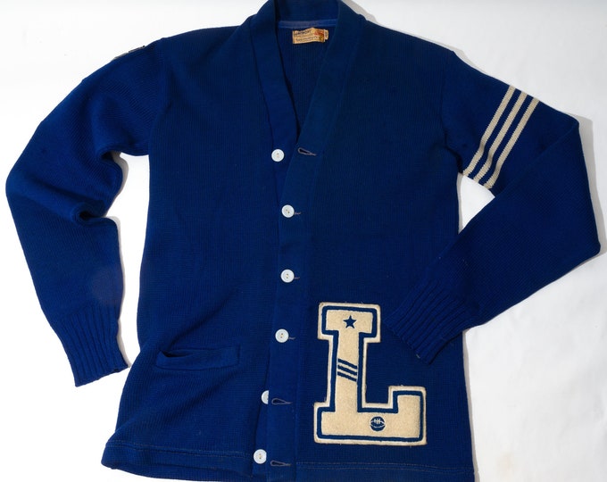 Vintage Wool Letterman Sweater, 1955, Blue and White, AS IS - Etsy
