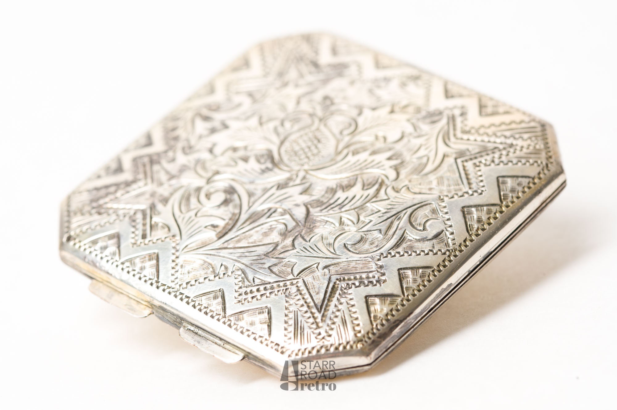 Vintage Compact Marked Silver Floral - Etsy