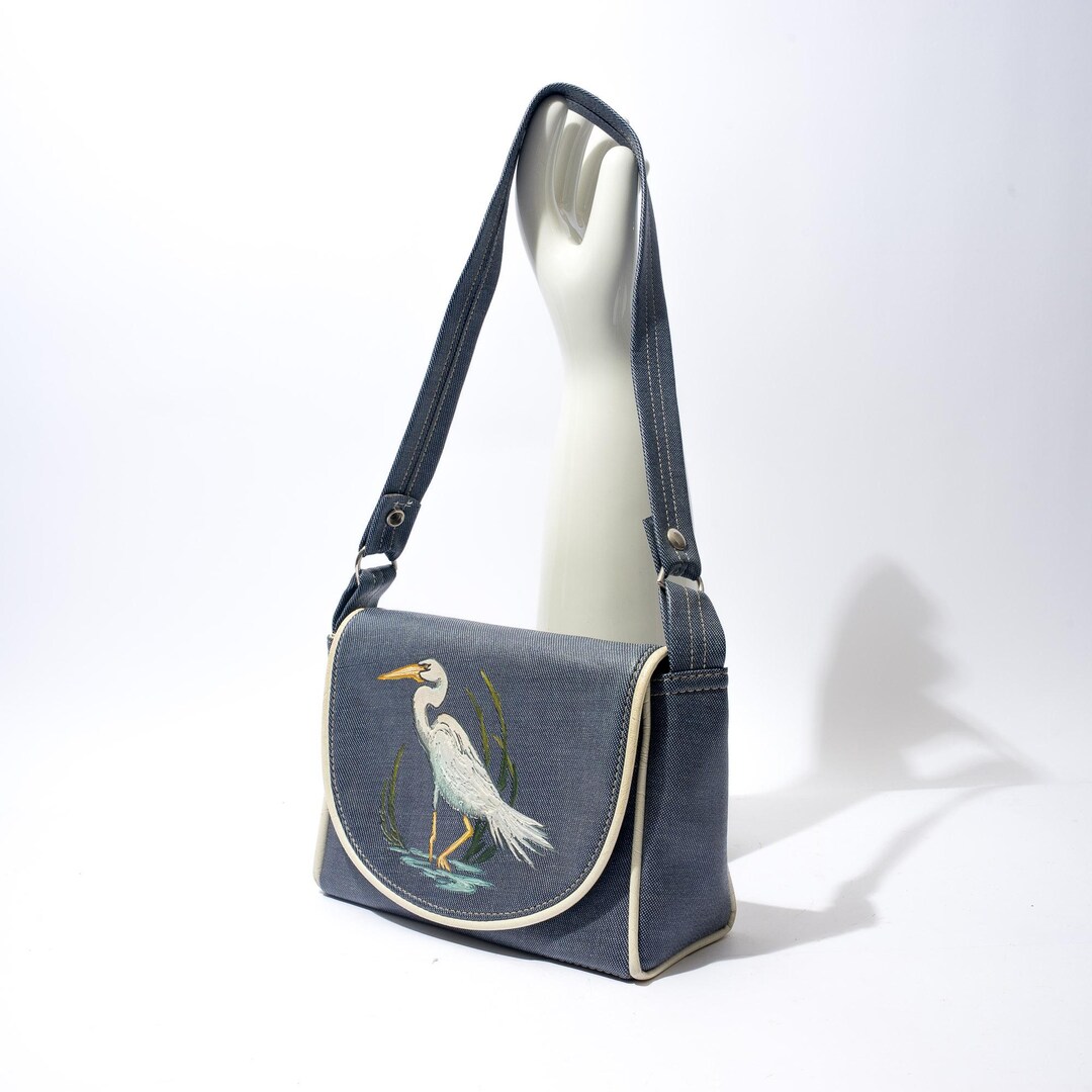 Vintage the Original Florida Keys Handbag, Vinyl Handbag With Heron Art ...