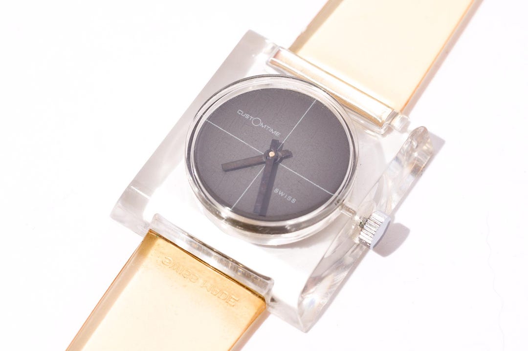 Vintage Acrylic Watch, Swiss Made, Working - Etsy