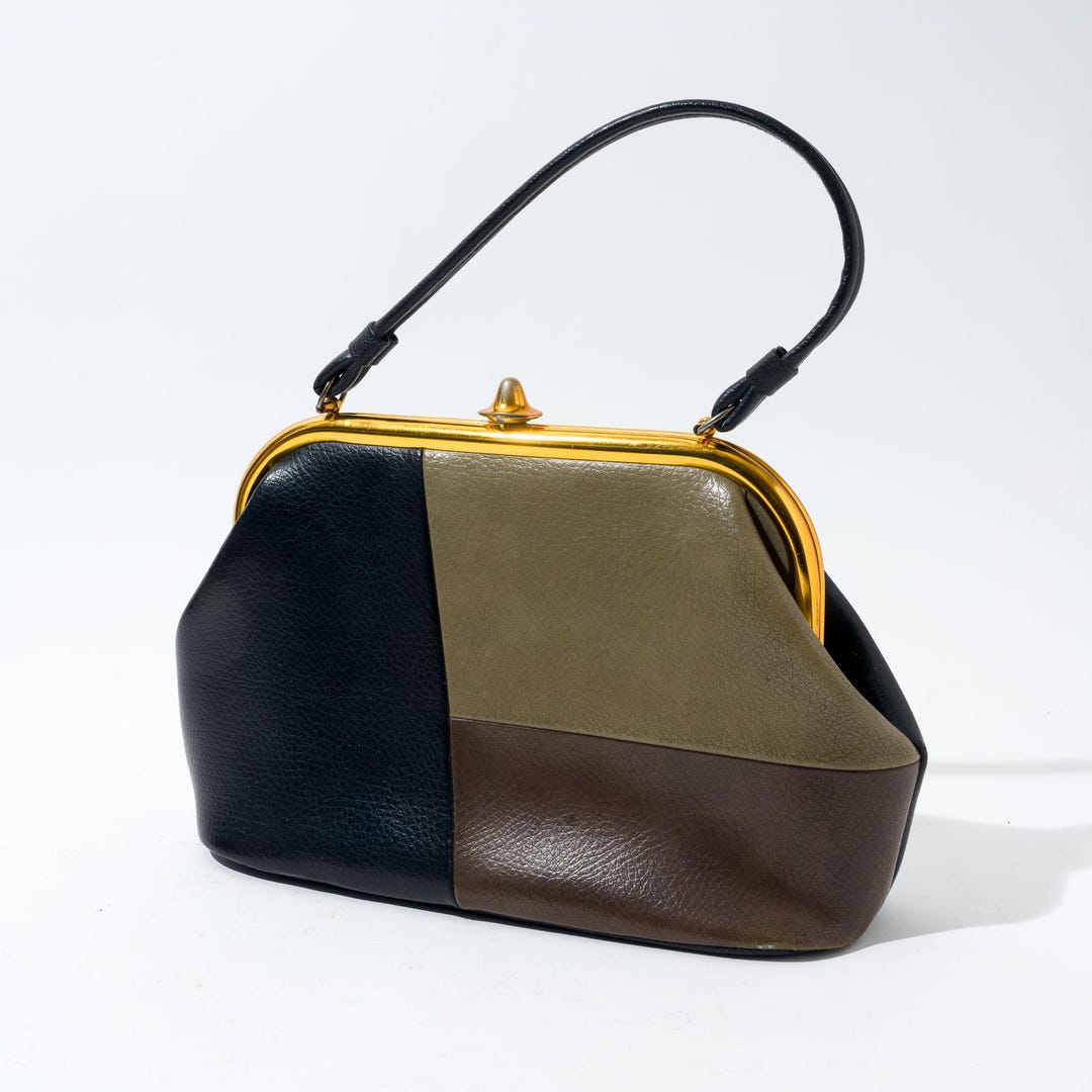 Vintage Vinyl Color Block Purse, Neutral Colors, AS IS - Etsy