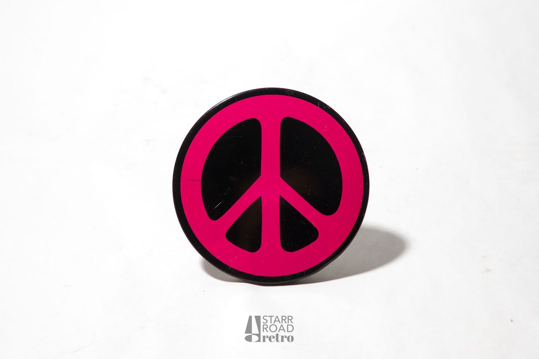 Vintage Peace Sign Pinback Button, Neon Pink and Black, 3 1/4", Japan ...