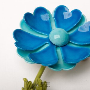 Vintage Flower Brooch, Enamel, Blue - Etsy