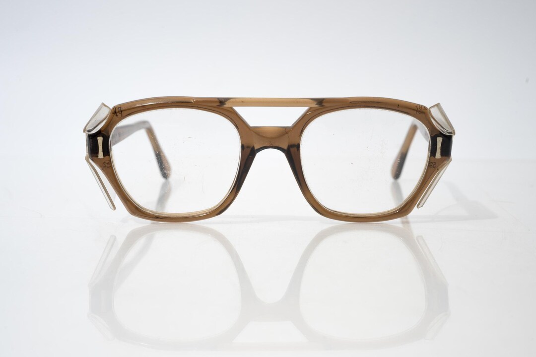 Vintage Safety Glasses With Side Shields and Smoked Brown Translucent ...