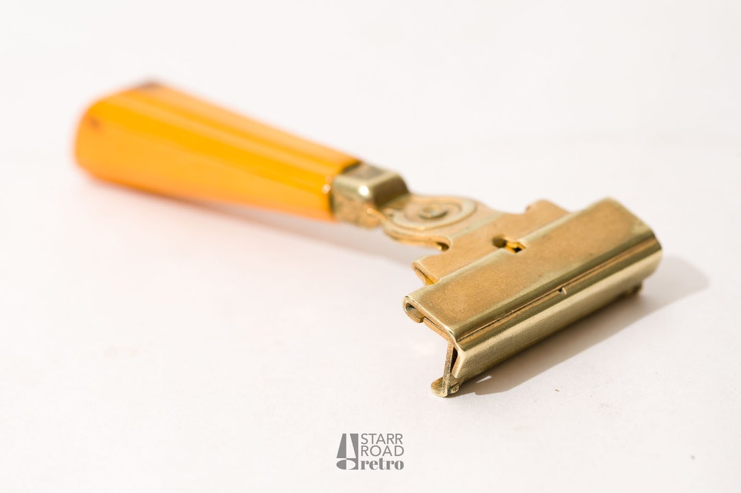 Vintage Safety Razor, Schick Injector, Butterscotch Bakelite Handle ...
