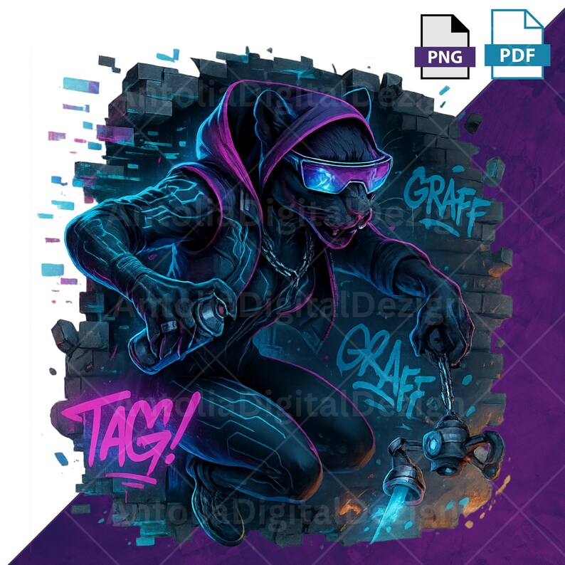 Graffiti Panther Clipart, Cyberpunk Street Panther PNG, Urban Cat ...