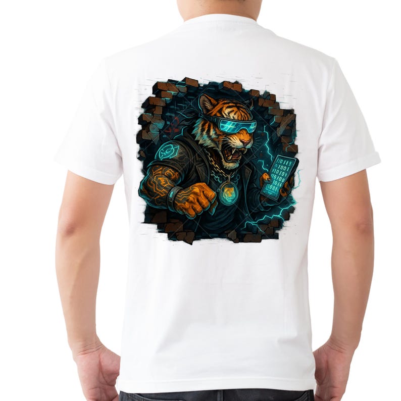 Cyberpunk Hacker Tiger Clipart – Digital Tiger PNG, Tech Graffiti ...