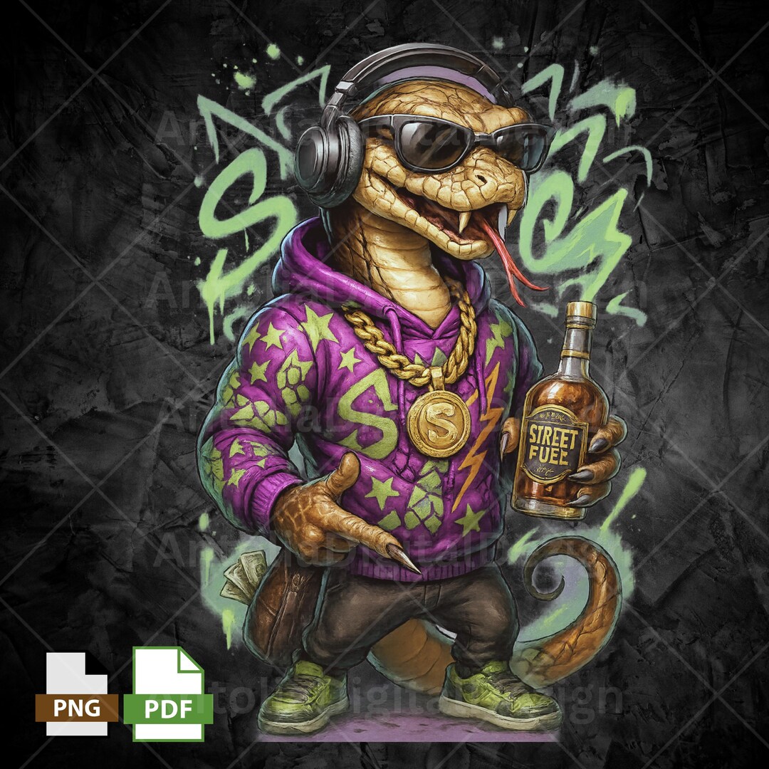 Graffiti Snake Clipart, Hip Hop Snake PNG, Cool Reptile in Streetwear ...