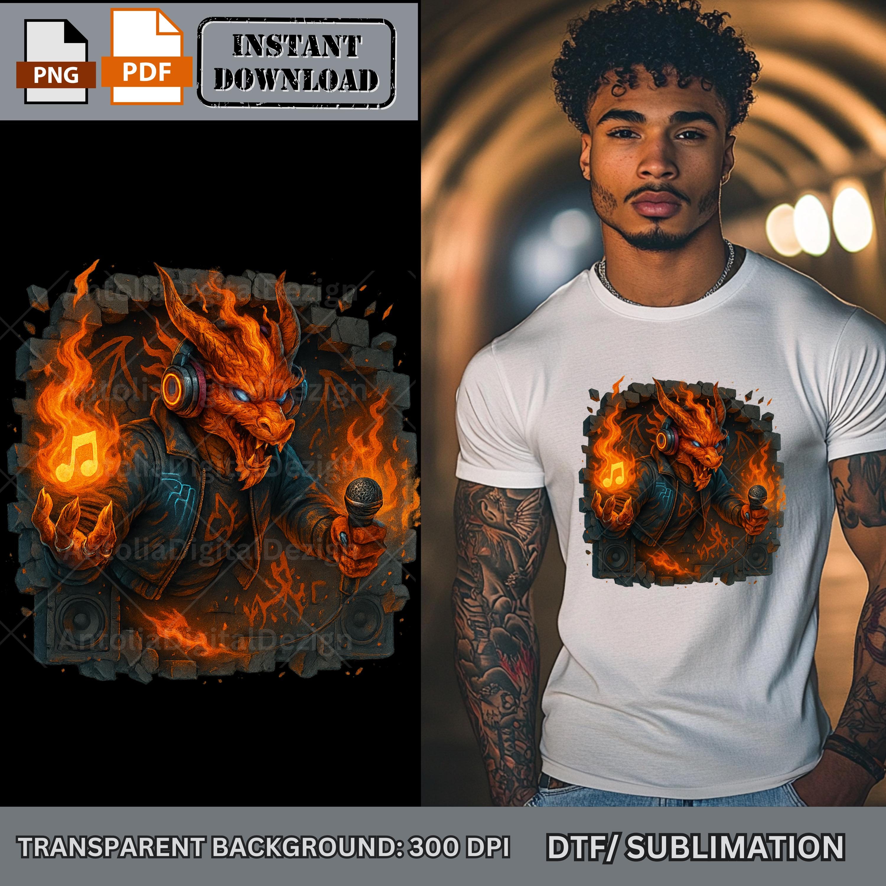 Flame Rap Dragon Png, Fire-spitting DJ Dragon PNG, Urban Fantasy ...