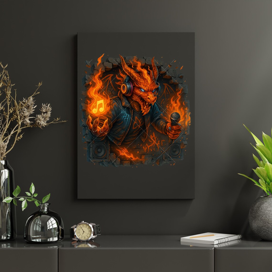 Flame Rap Dragon Png, Fire-spitting DJ Dragon PNG, Urban Fantasy ...