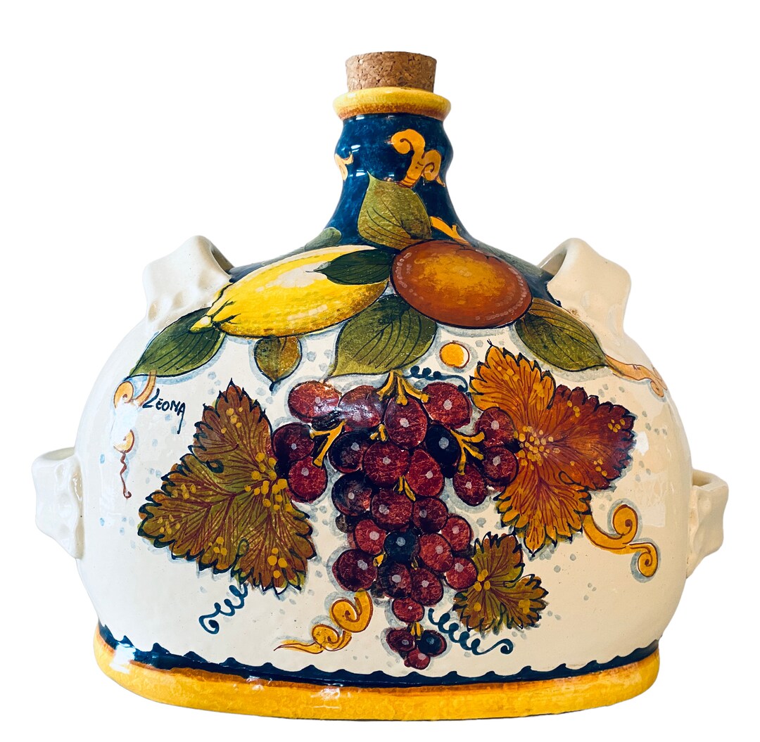 Linea Uva Borraccia Jug, Italian Jug With Grapes, Leaves, Fruit ...