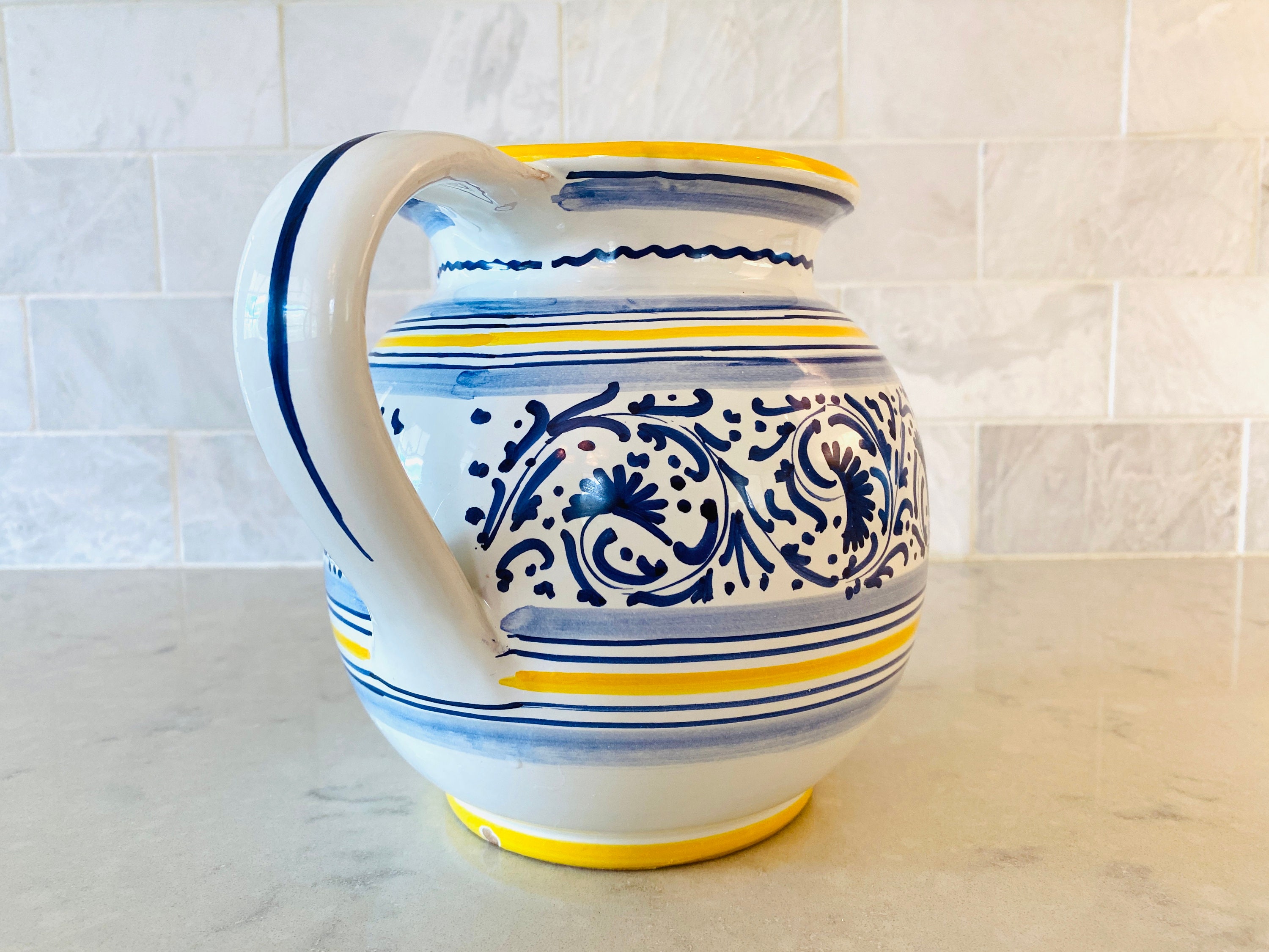 Classic Italian Ceramic Pitcher, Flower Vase, Vintage Italian Pitcher ...