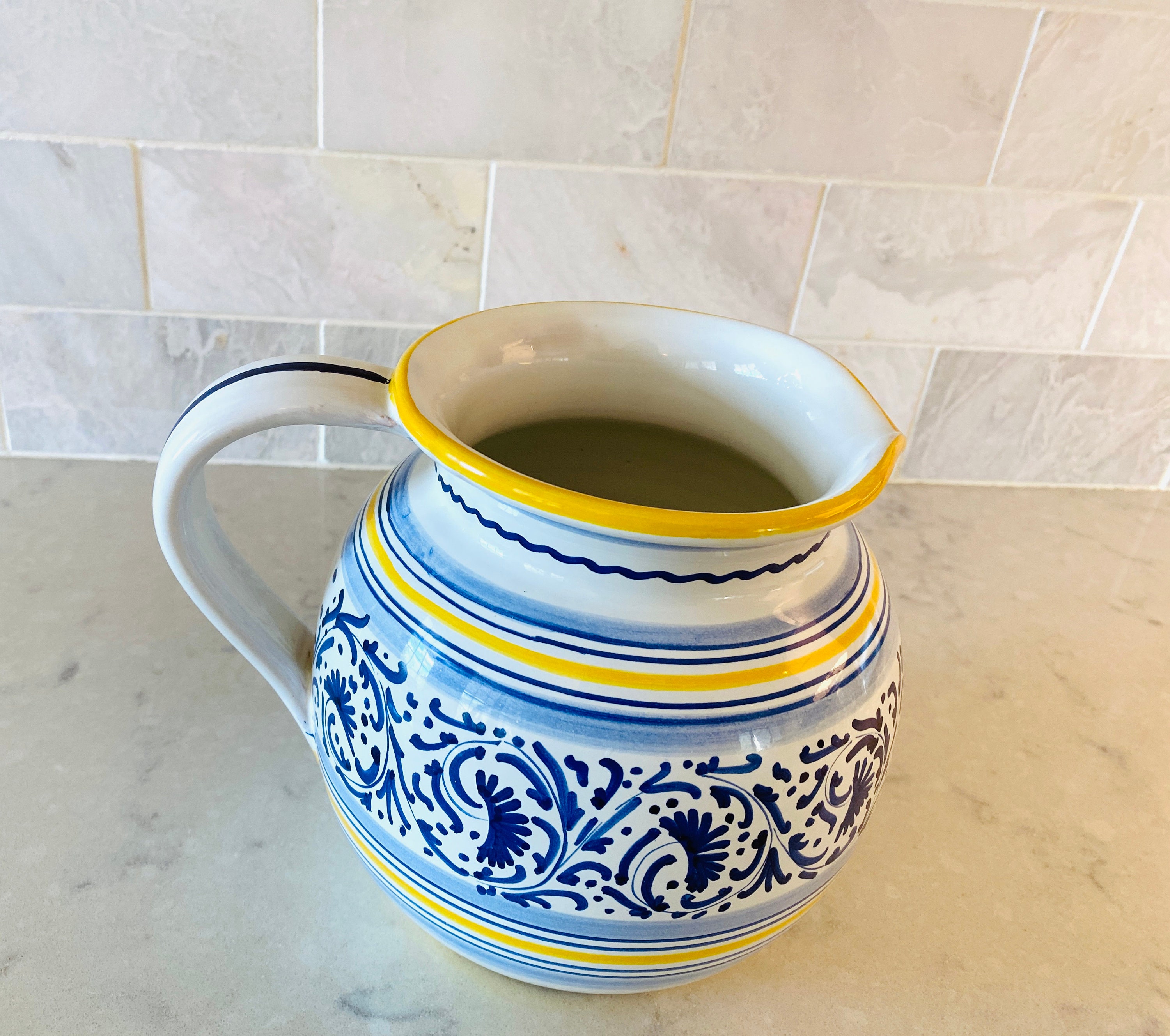 Classic Italian Ceramic Pitcher, Flower Vase, Vintage Italian Pitcher ...