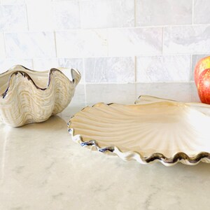 Shell Plate and Shell Bowl, Seaside Decor, Nautical Motif, Beach House ...