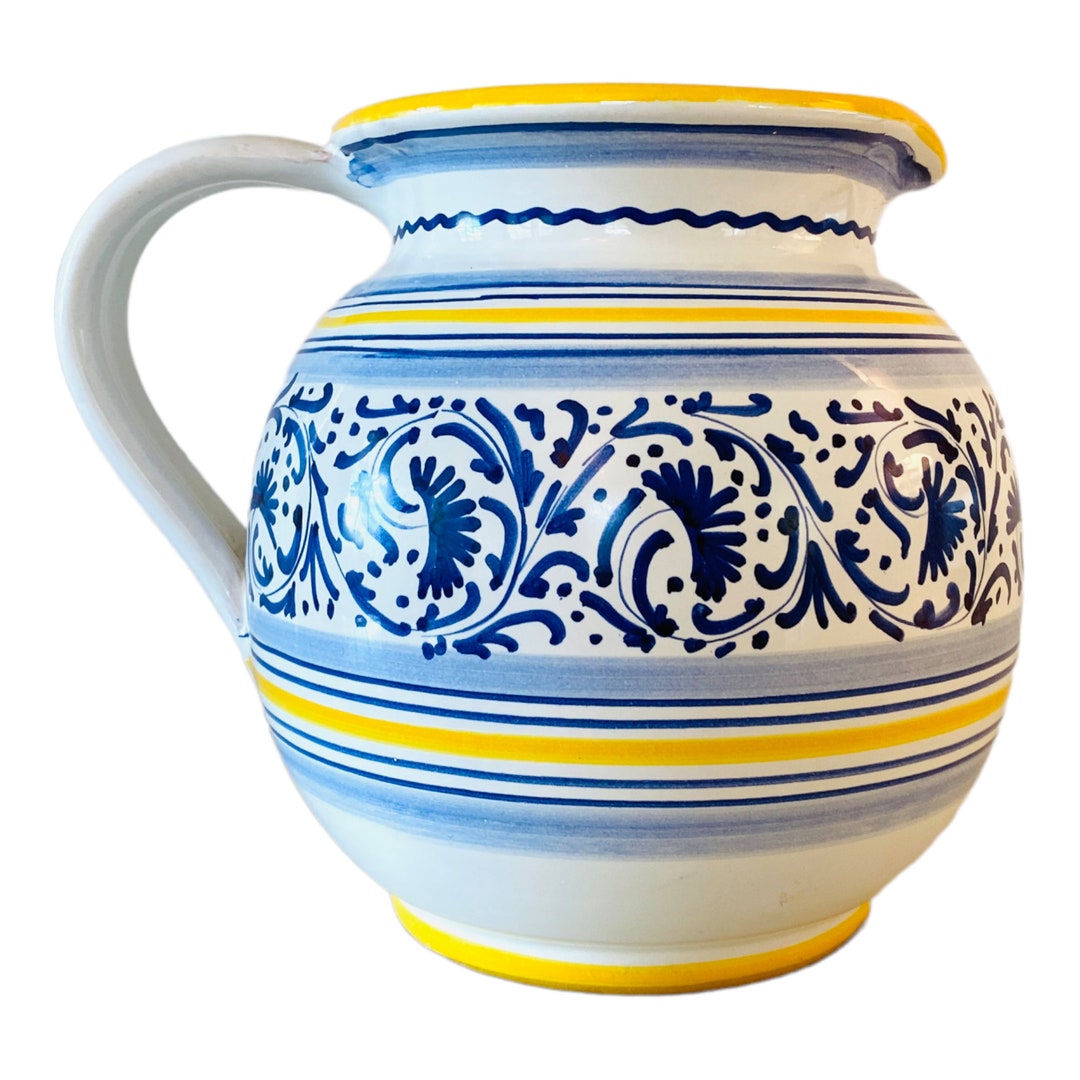 Classic Italian Ceramic Pitcher, Flower Vase, Vintage Italian Pitcher ...