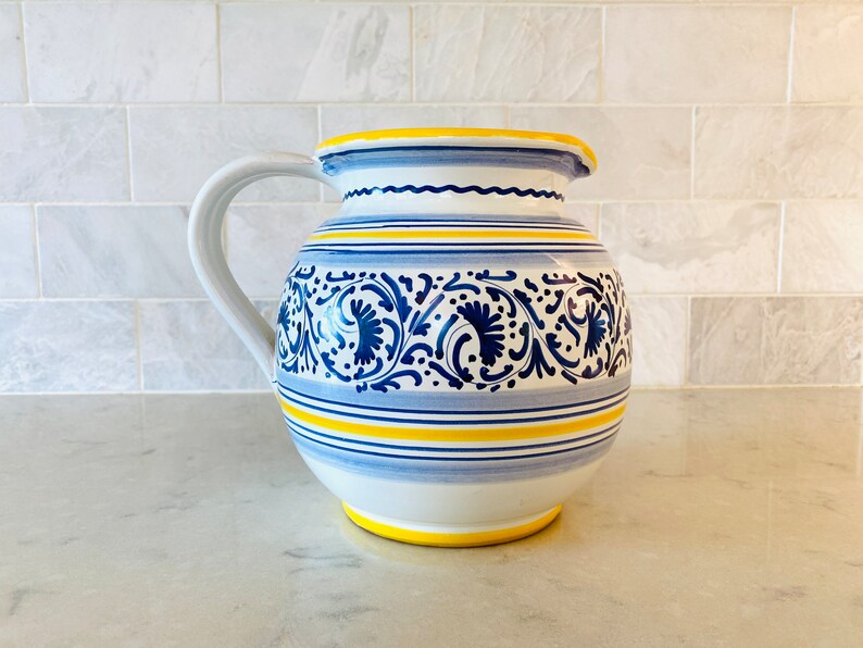 Classic Italian Ceramic Pitcher, Flower Vase, Vintage Italian Pitcher ...