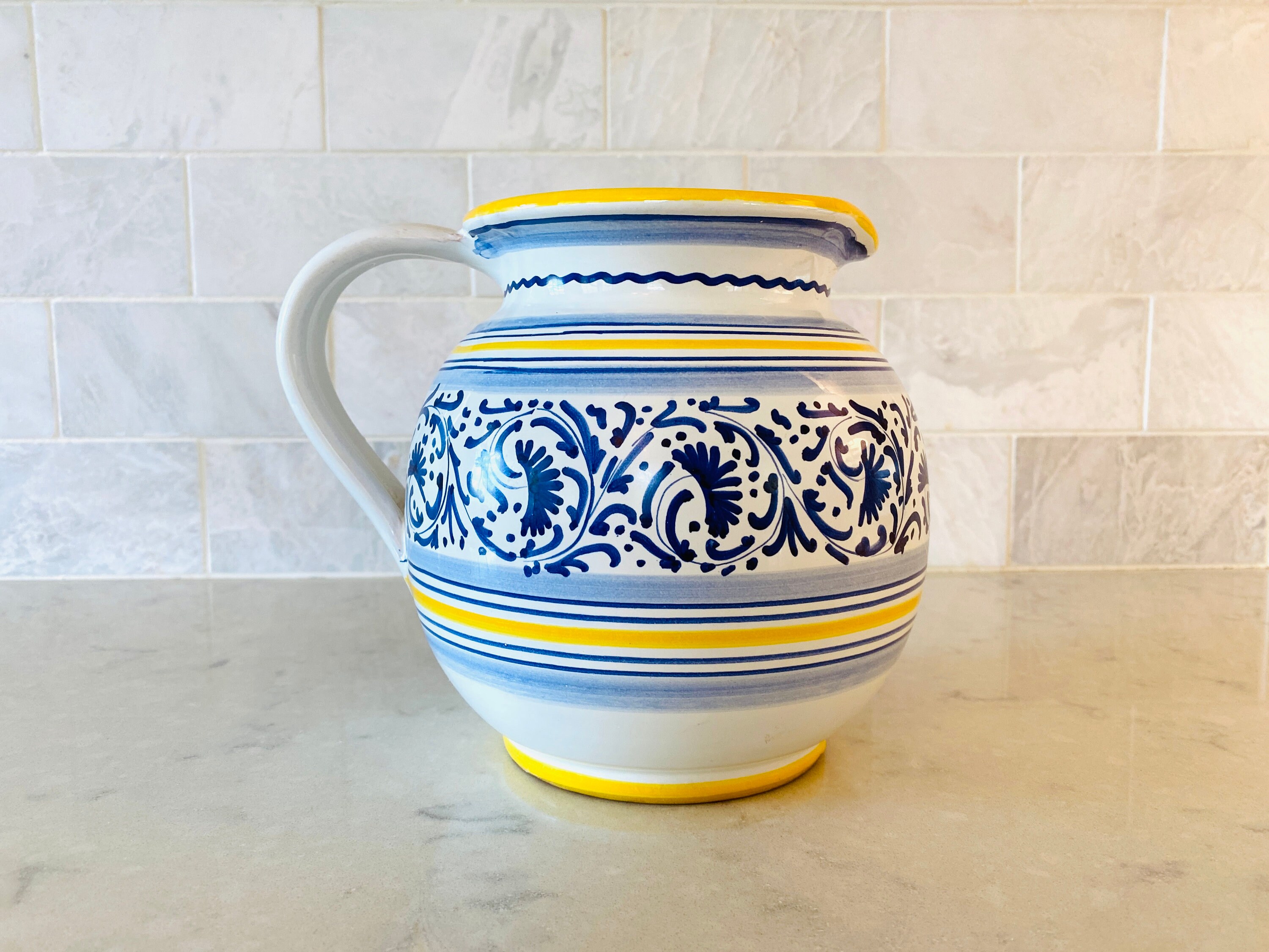 Classic Italian Ceramic Pitcher, Flower Vase, Vintage Italian Pitcher ...