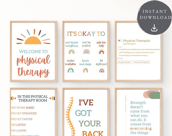 Physical Therapy Poster Bundle, 6 Physical Therapy Wall Prints ...