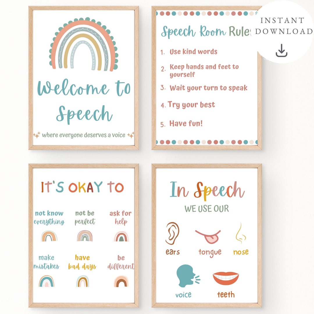 Speech Therapy Decor Bundle | 4 Speech Therapy Posters | Welcome to ...