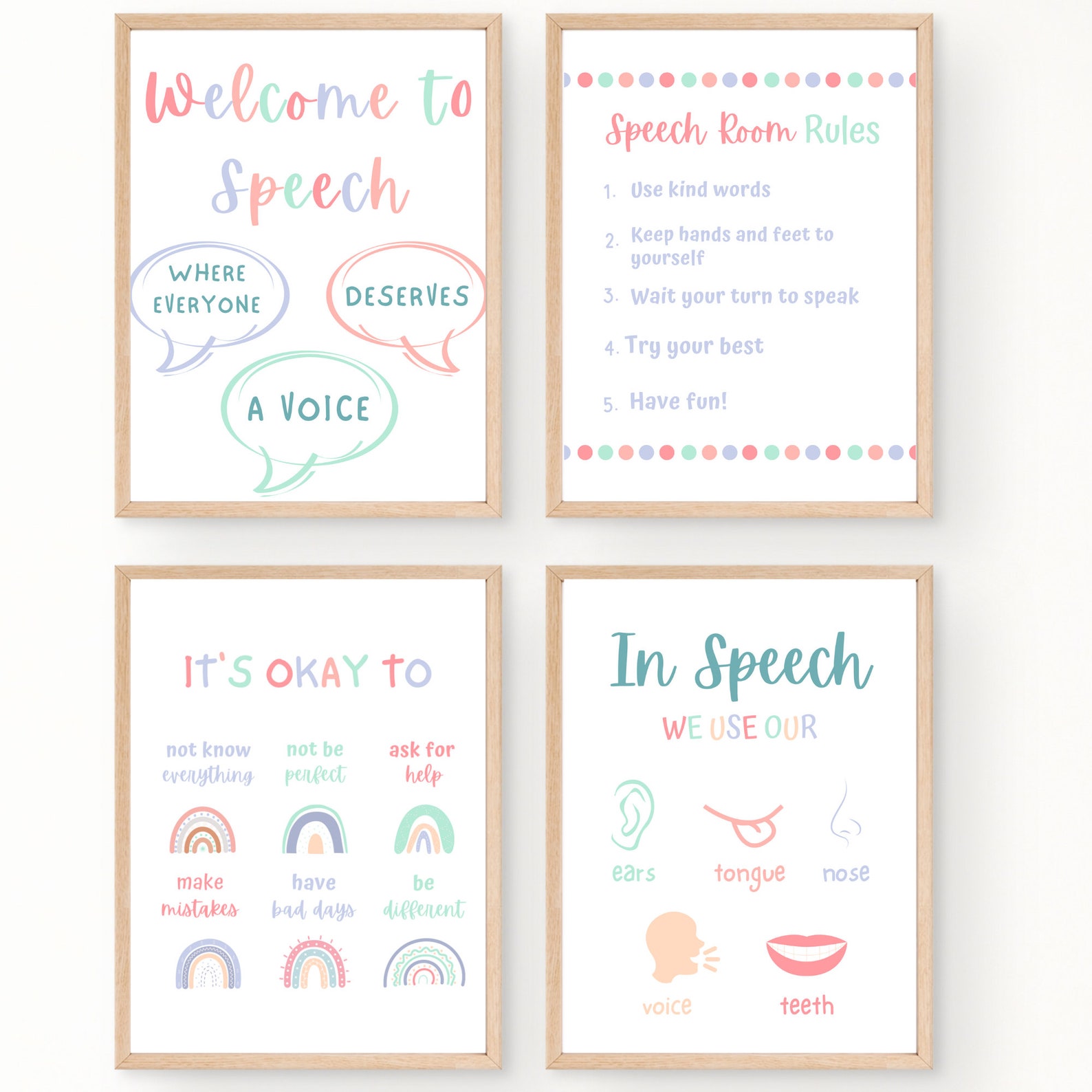 Speech Therapy Poster Bundle 4 Speech Room Posters Speech Room Decor ...