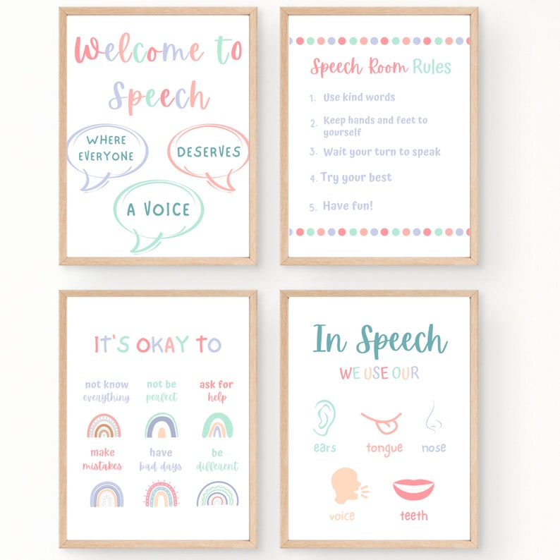 Speech Therapy Poster Bundle 4 Speech Room Posters Speech Room Decor ...