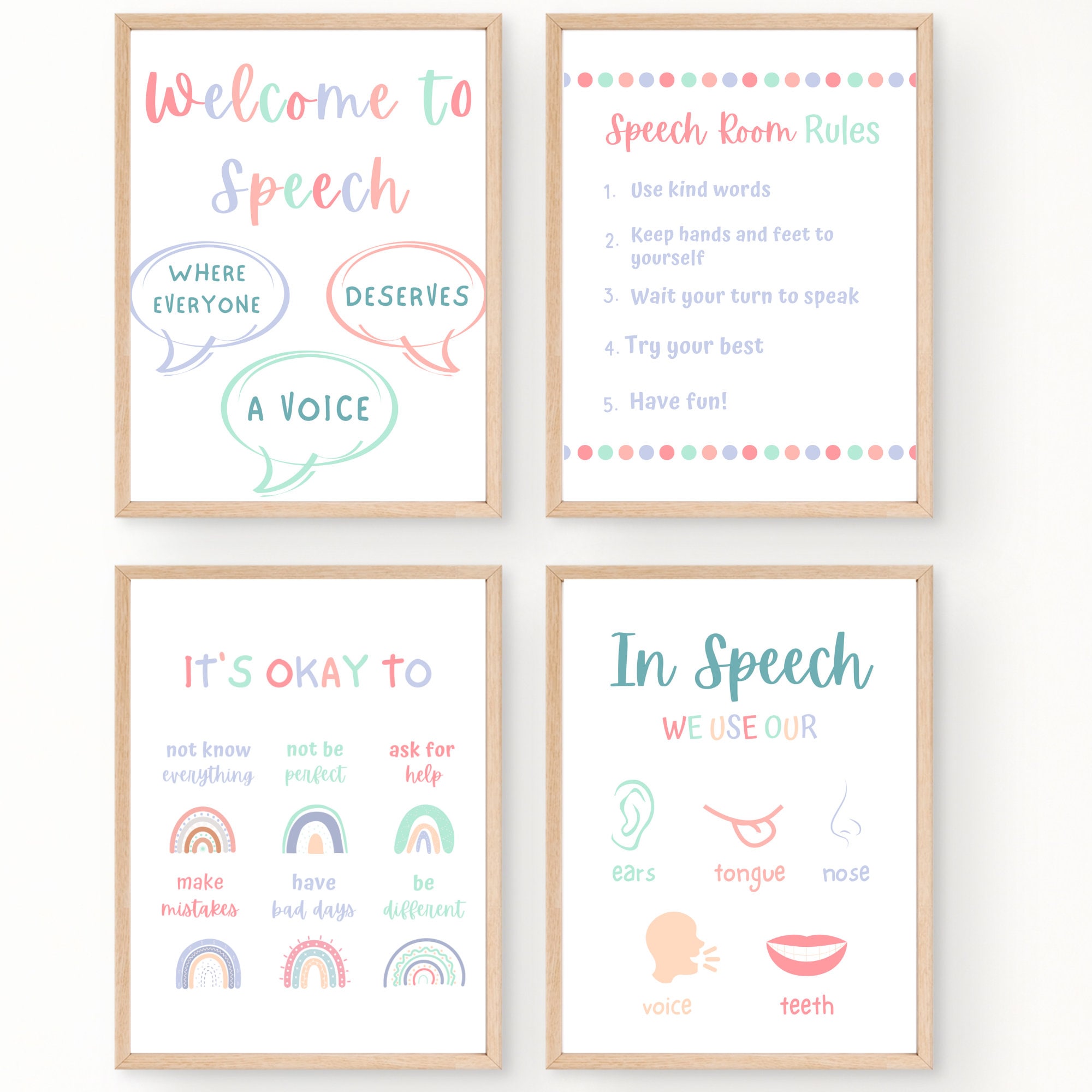 Speech Therapy Poster Bundle 4 Speech Room Posters Speech Room Decor ...