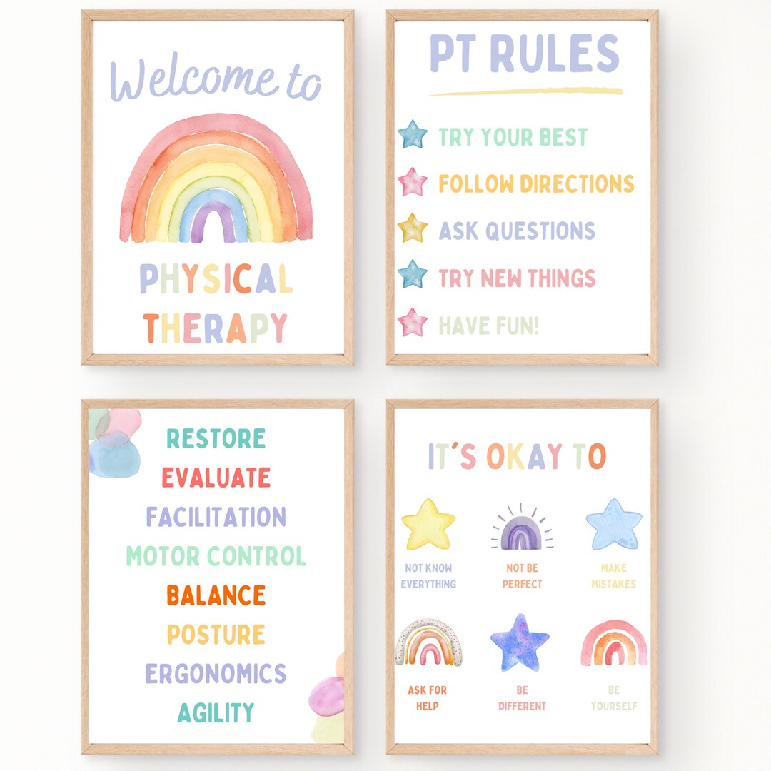 Physical Therapy Poster Bundle, 4 Physical Therapy Signs, Physical ...