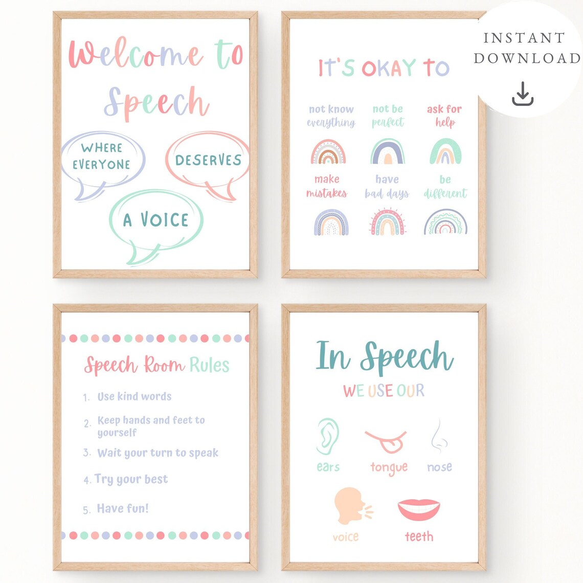 Speech Therapy Poster Bundle 4 Speech Room Posters Speech Room Decor ...