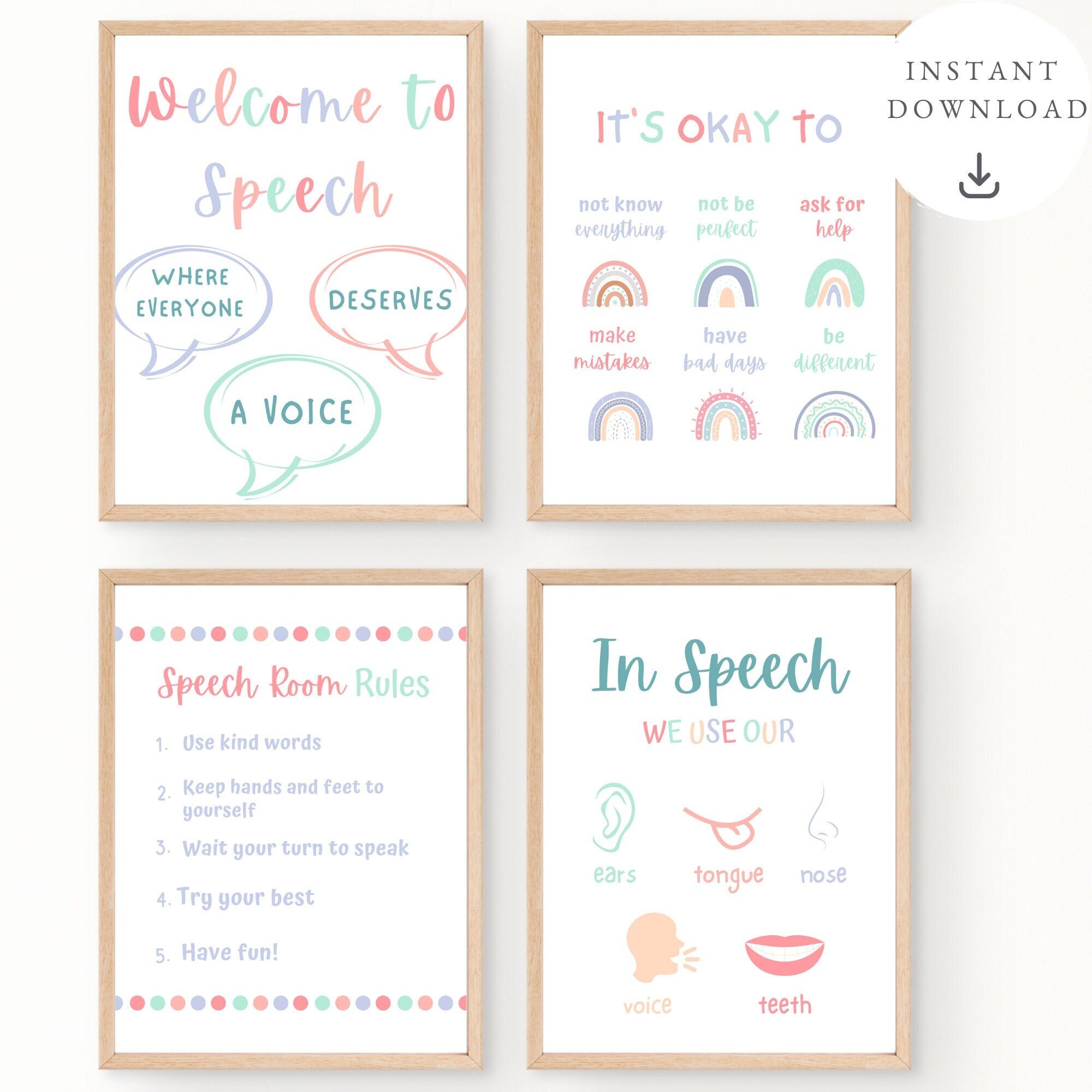 Speech Therapy Poster Bundle | 4 Speech Room Posters | Speech Room ...