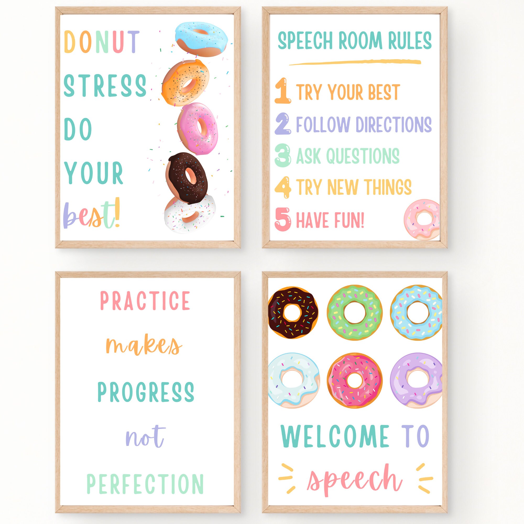 Donut Speech Room Poster Bundle 8 Speech Room Signs Speech Classroom ...