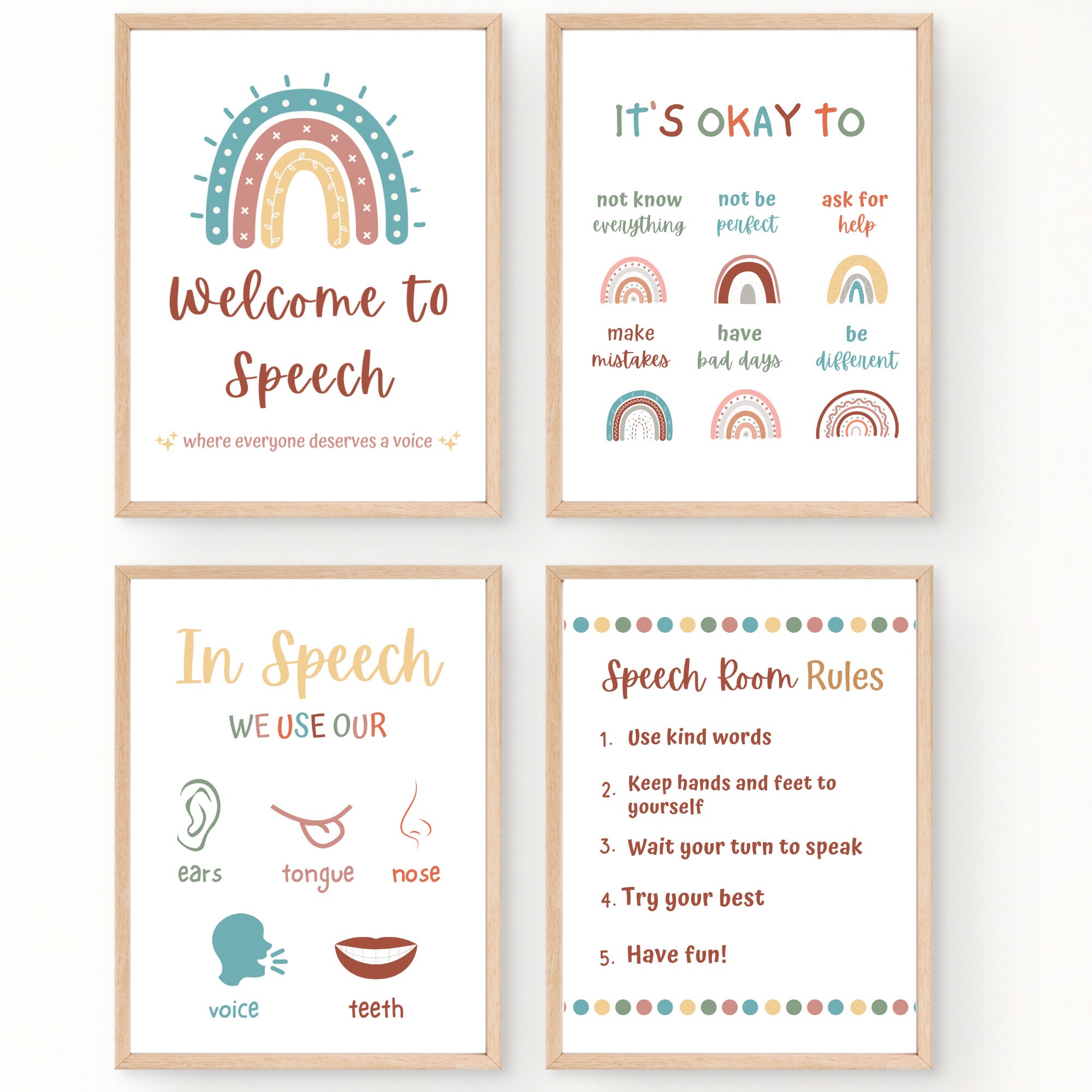 Boho Speech Room Decor Bundle 4 Speech Room Posters - Etsy