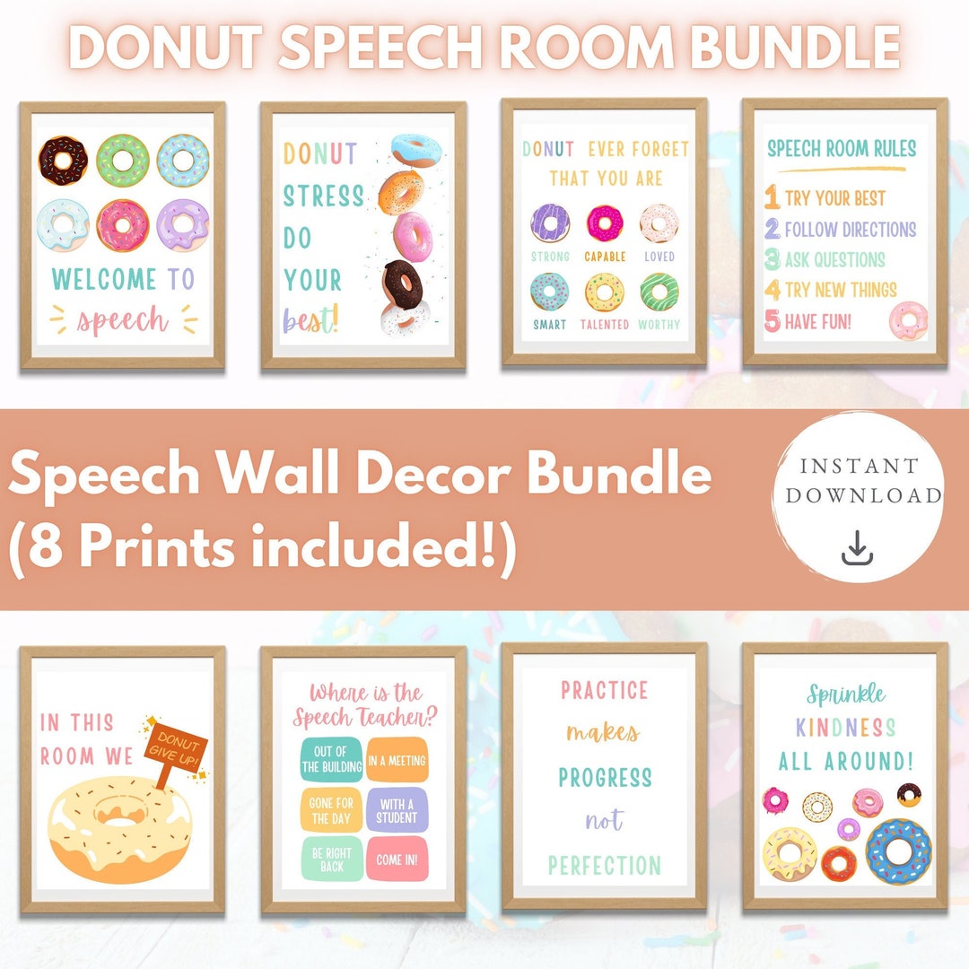 Donut Speech Room Poster Bundle 8 Speech Room Signs Speech Classroom ...