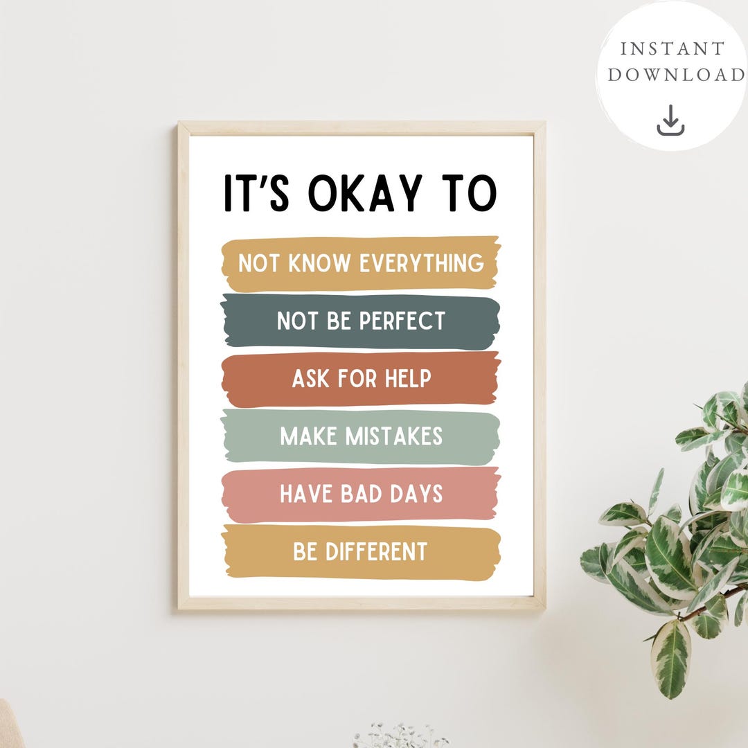 Its Okay to Make Mistakes, Mental Health Poster, Motivational Class ...