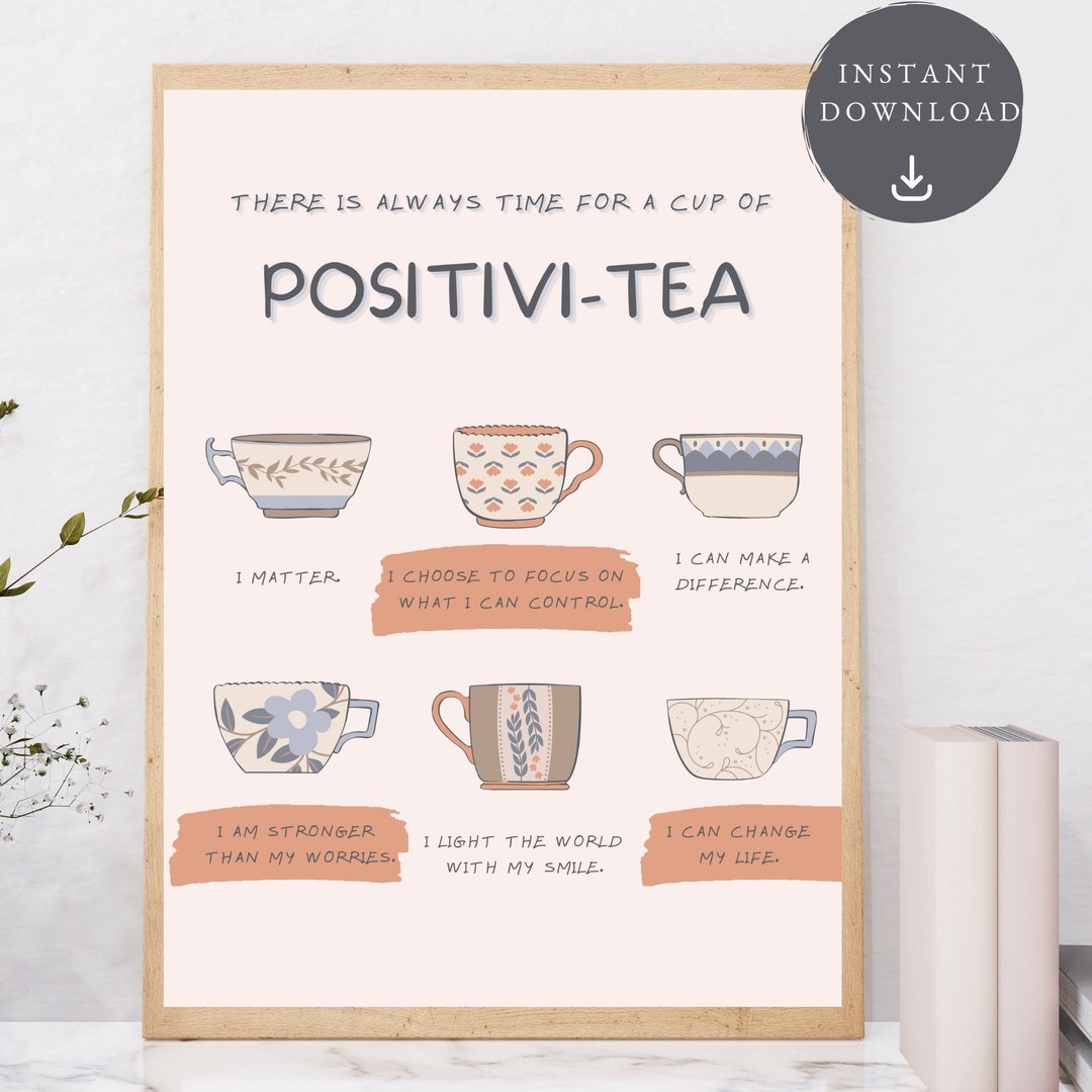 Positivitea Poster Positivitea Sign Mental Health Poster Therapy Office ...