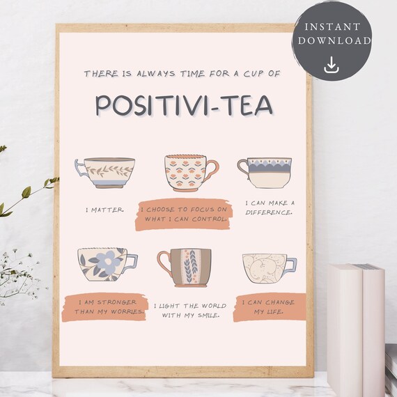 Positivitea Poster Positivitea Sign Mental Health Poster - Etsy