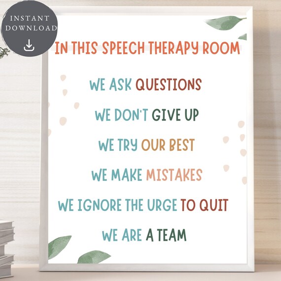 Speech Therapy Rules Poster Speech Rules Speech Therapy - Etsy
