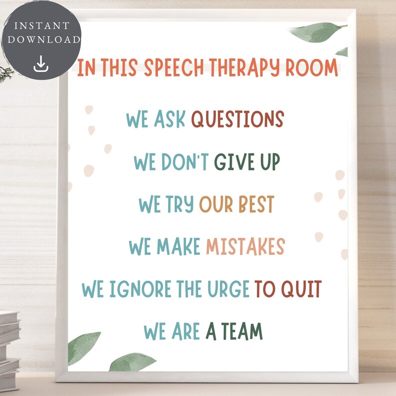 Speech Therapy Rules Poster Speech Rules Speech Therapy - Etsy