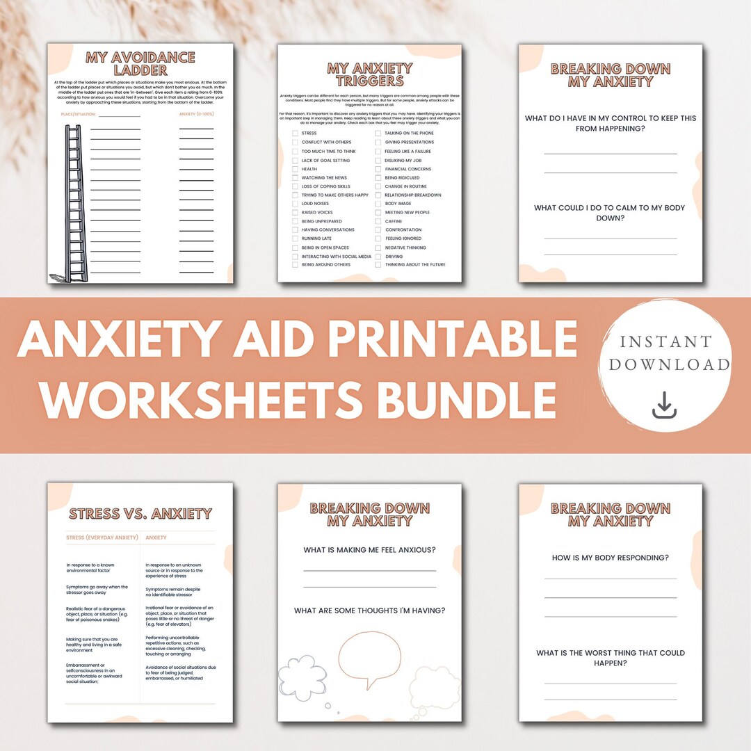 Hojas de trabajo imprimibles de ansiedad / Ayuda para la ansiedad ...