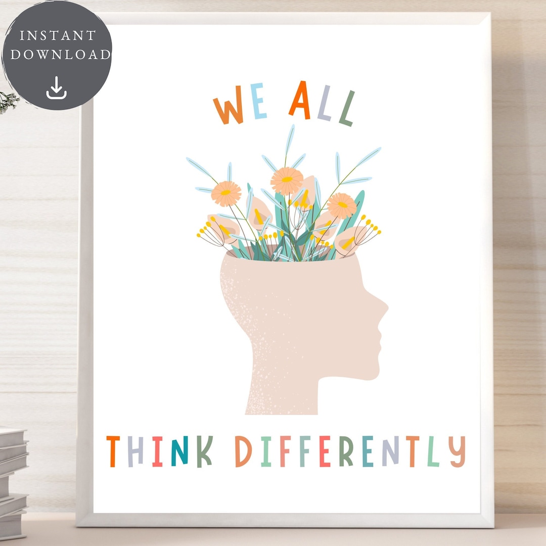 We All Think Different Poster Neurodiversity Poster Brain Art Poster ...