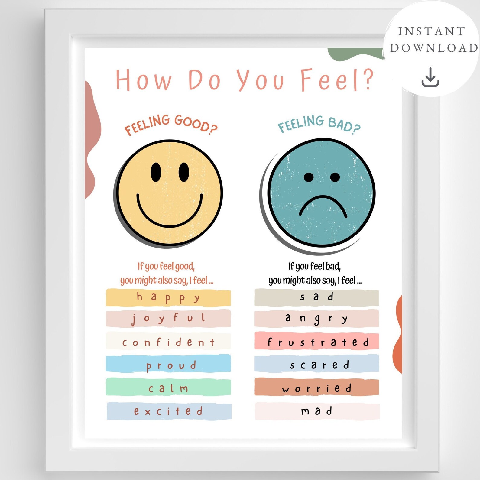 Feelings Chart for Kids Emotions Chart Emotions Poster - Etsy Australia