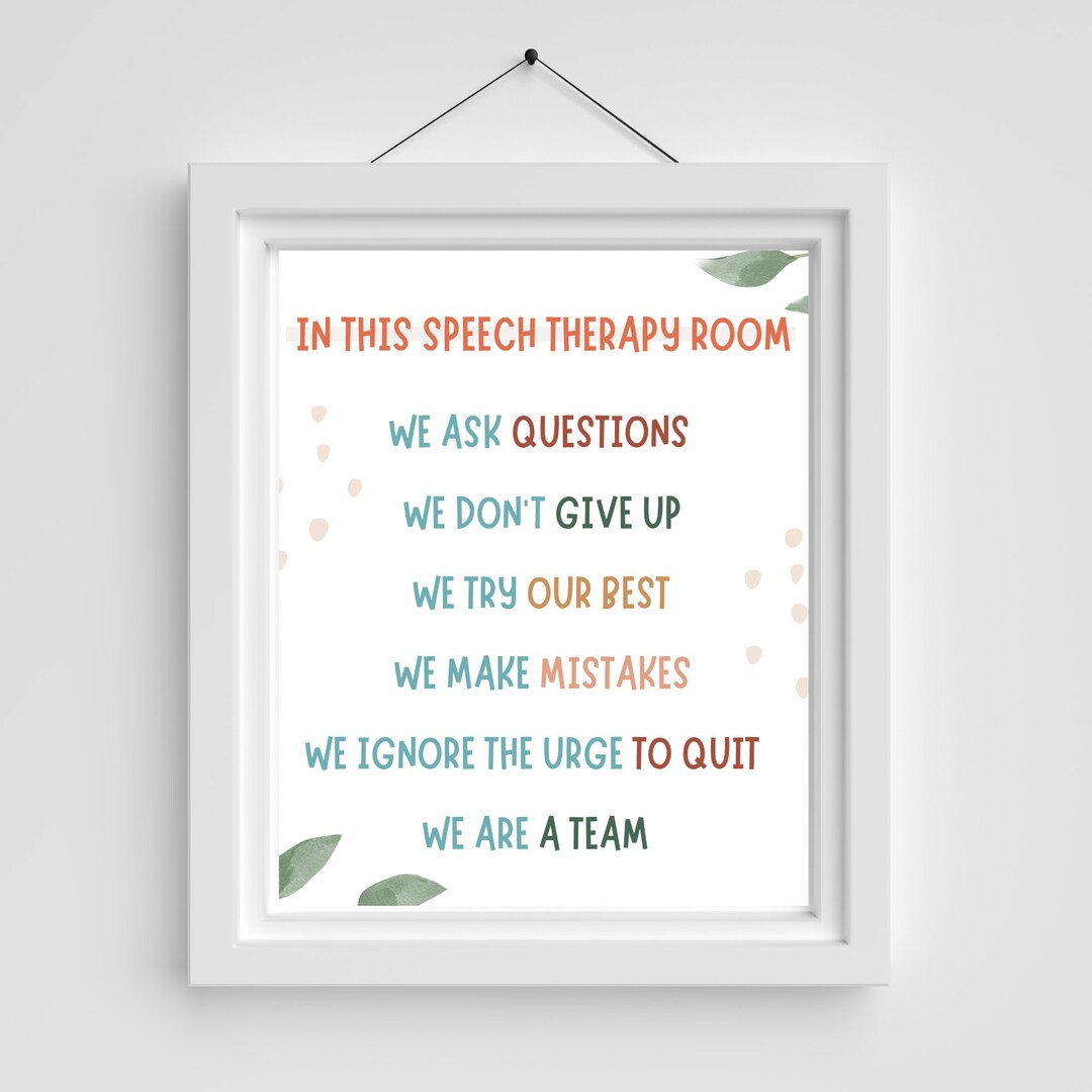 Speech Therapy Rules Poster Speech Rules Speech Therapy Decor Speech ...