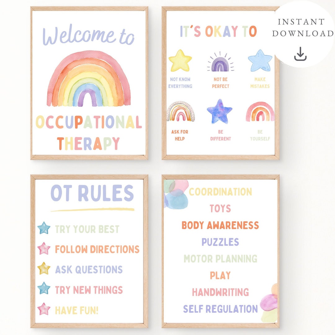 Occupational Therapy Poster Bundle, 4 Occupational Therapy Prints, OT ...