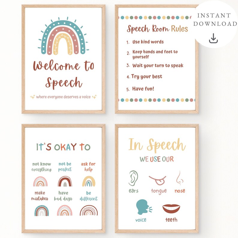 Boho Speech Room Decor Bundle 4 Speech Room Posters - Etsy
