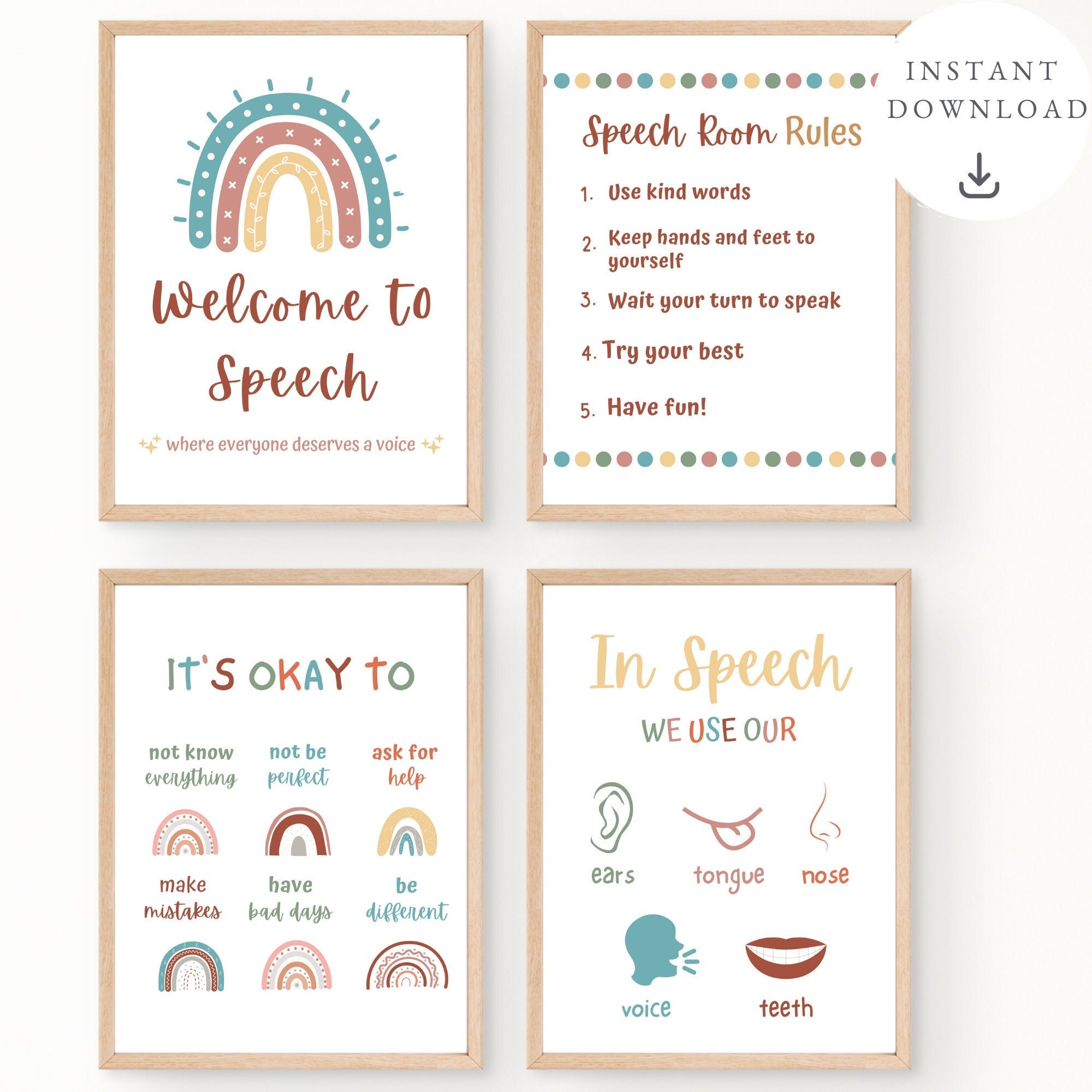 Boho Speech Room Decor Bundle 4 Speech Room Posters - Etsy
