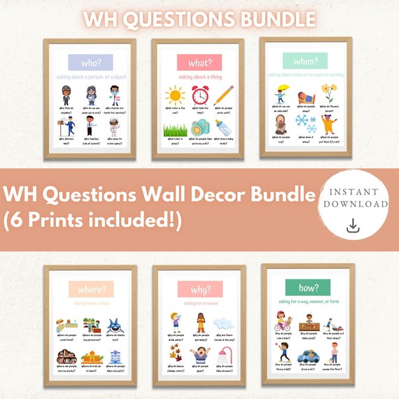 WH Questions Posters 6 WH Question Signs Who Questions - Etsy Australia