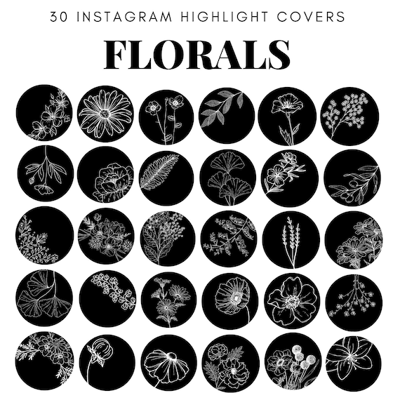 Floral Instagram Highlight Covers Black and White Botanical - Etsy