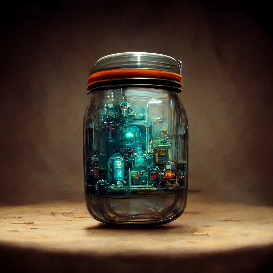 AI Robot Town in a Jar - Etsy