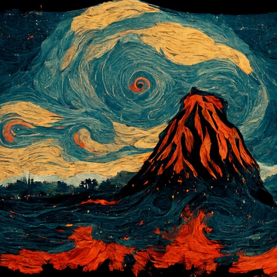 AI Van Gogh Volcano - Etsy